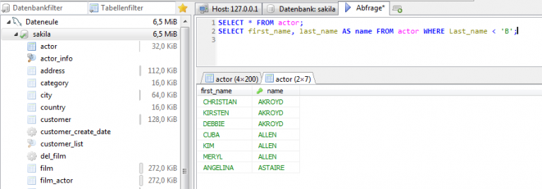 SQL: WHERE-Befehl mit einer Bedingung | DATENEULE