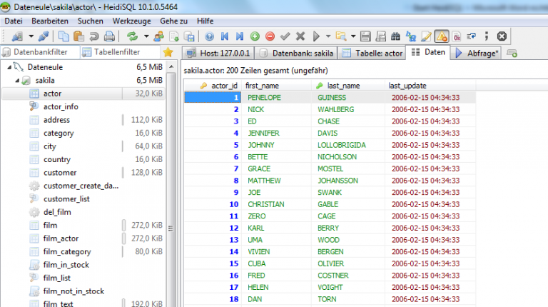 Datenbanken und Datentabellen in HeidiSQL | DATENEULE