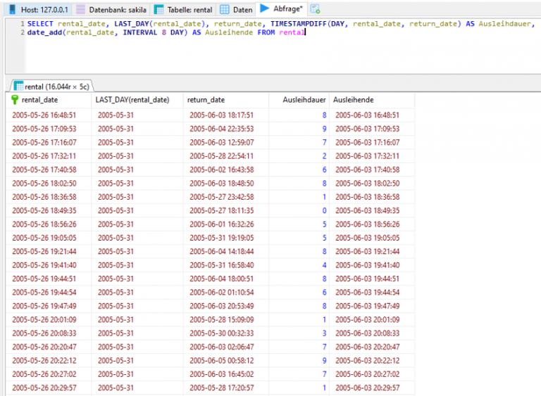 Skalarfunktionen in SQL (Funktionen für Datums- und Zeitwerte) | DATENEULE